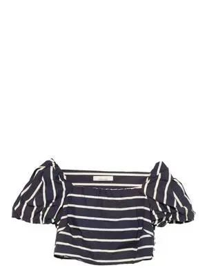 Liviana Conti Striped Puff-sleeve Top - Blue