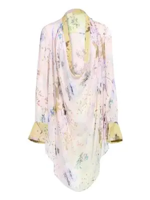 Elie Saab Garden-print Silk Blouse - Pink