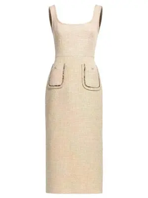 ELIE SAAB Elie Saab Bouclé Midi Dress With Python Print Trim