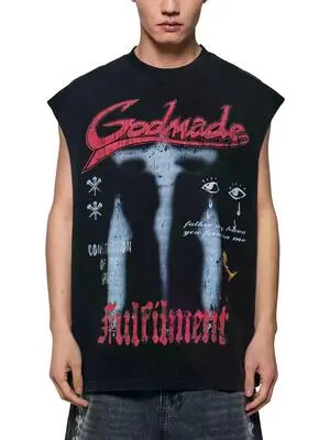 GODMADE Graphic-print Sleeveless T-shirt - Black