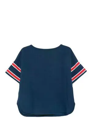 Moschino Logo-patch Striped-sleeve T-shirt - Blue