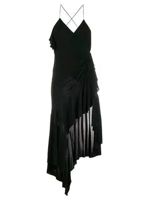 Philosophy Di Lorenzo Serafini Ruffled Asymmetric-hem Dress - Black