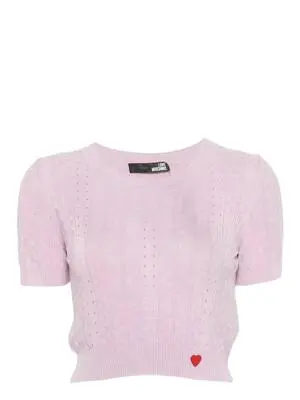 Moschino Heart-embroidered T-shirt - Purple