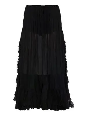 Chloé Ruffled Tiered Silk Maxi Skirt - Black