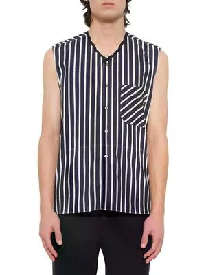 LANVIN Striped V-neck Shirt - Blue
