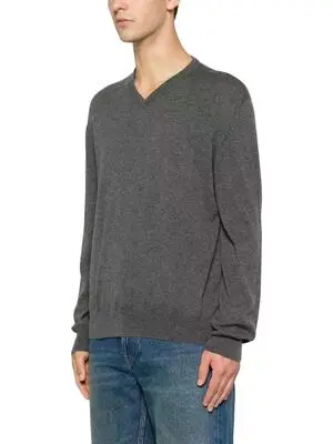 THE ROW Mapple V-neck Cashmere Sweater - Grey