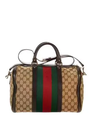 Gucci Gg Supreme Web Stripe Tote Bag - Neutrals
