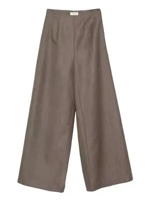 RUOHAN Pleat Wool Palazzo Pants - Brown