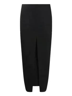 Rick Owens Front-slit Wool Midi Skirt - Black