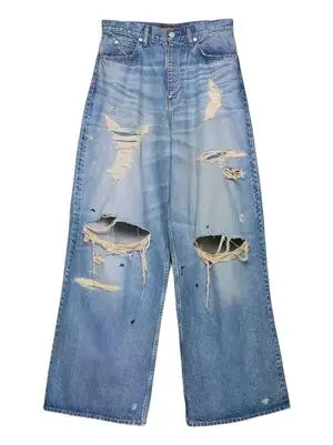 MASU Distressed Wide-leg Jeans - Blue