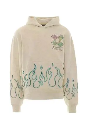 Amiri Ma Quad Flames Oversized Cotton Hoodie - Neutrals