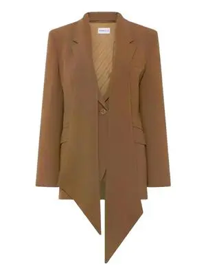 Marella Scarf-detail Single-breasted Jacket - Brown