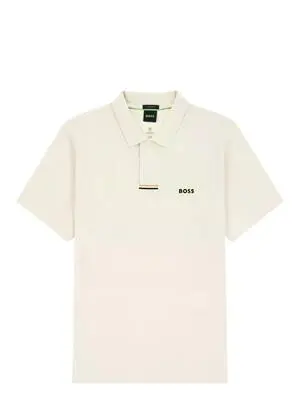 Hugo Boss Logo-print Short-sleeve Polo Shirt - Neutrals