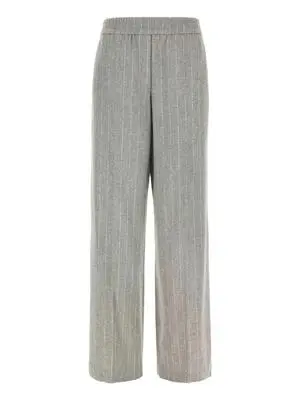 Brunello Cucinelli Monili-embellished Pinstripe Trousers - Grey