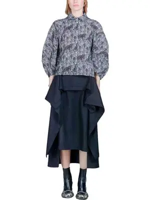 Henrik Vibskov Graphic Print Balloon Sleeve Cropped Shirt - Black