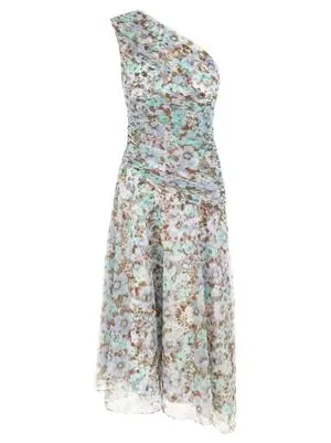 Tory Burch One-shoulder Floral-print Asymmetric Dress - Blue