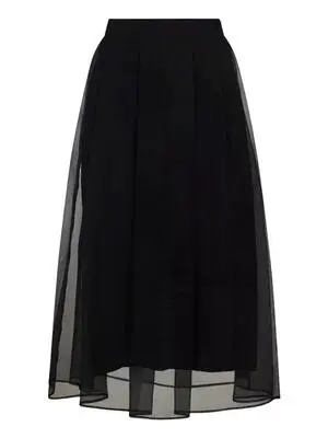 Brunello Cucinelli Pleated Layered Midi Skirt - Black