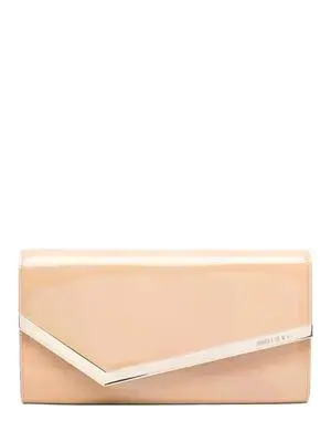 JIMMY CHOO Emmie Patent-leather Clutch Bag - Neutrals