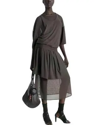 LEMAIRE Mesh Layered Midi Dress - Brown