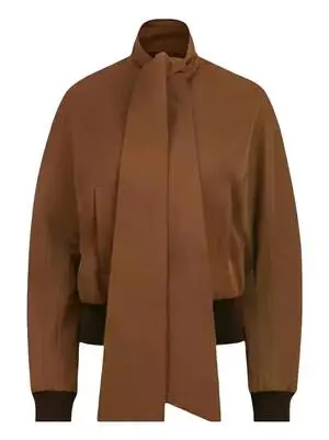 Nina Ricci Scarf-detail Ottoman Fitted Jacket - Brown