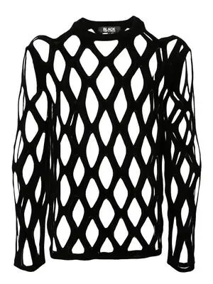 Comme Des Garçons Open-knit Long-sleeve Sweater - Black