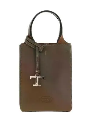 TOD'S Timeless Hammered Leather Tote Bag - Brown