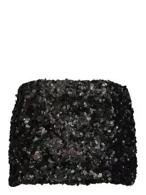 GLOWNY Sequin Embellished Mini Skirt - Black