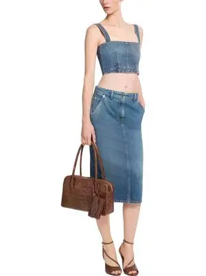 Elie Saab Cropped Denim Top - Blue