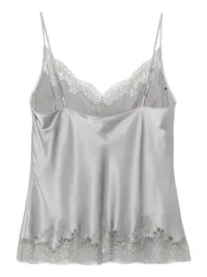 Carine Gilson Lace-trim Satin Camisole - Grey