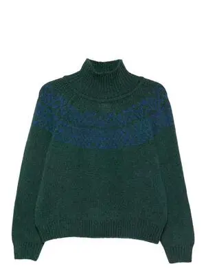 Incentive! Cashmere Eleonora Fair Isle Mock-neck Sweater - Green