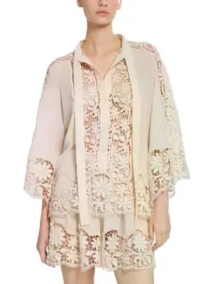 ELIE SAAB Elie Saab Macramé Silk Blouse