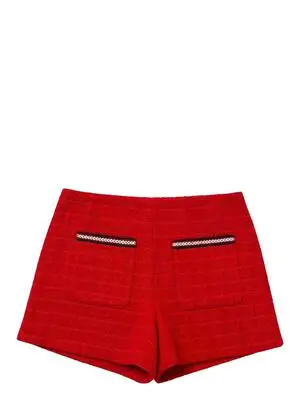 Alice + Olivia Troy Tweed Shorts - Red