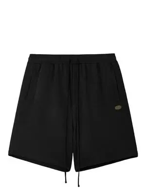 AFTERMATHS Drawstring Waist Logo Patch Shorts - Black