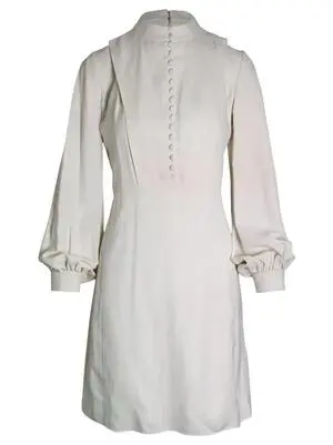 Chloé Cream Cady Puff Sleeve High Neck Dress - Neutrals