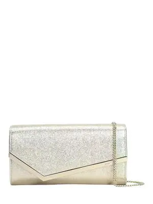 JIMMY CHOO Emmie Glitter-effect Clutch Bag - Silver