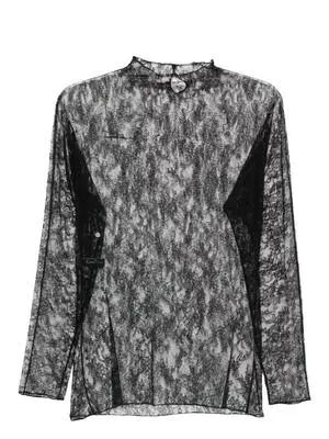 Carine Gilson Long Sleeve Lace Top - Black