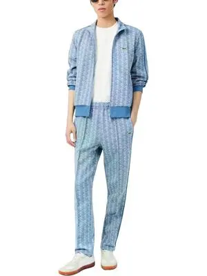 Lacoste Monogram-jacquard Track Pants - Blue