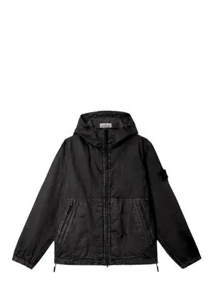 Stone Island Zip-up Hooded Jacket - Black