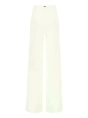 MAISON ANAMI Ivory White Logo Plaque Wide-leg Trousers - Neutrals