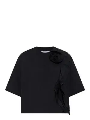 Max Mara Ruffled Floral-appliqué T-shirt - Blue