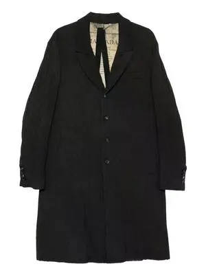 Masnada Tailored Herringbone Coat - Black