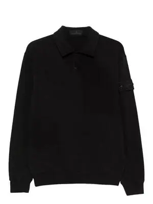 Stone Island Logo-patch Long-sleeve Polo Shirt - Black