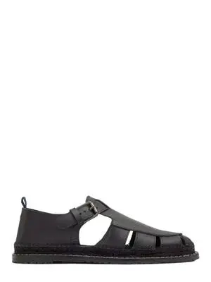 CastaÑer Fito Buckled Leather Espadrilles - Black
