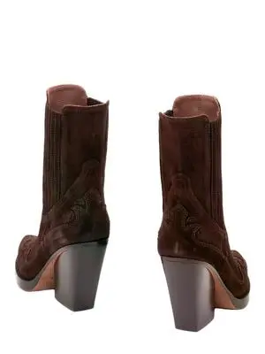 Paris Texas Dallas Embroidered Leather Cowboy Boots - Brown