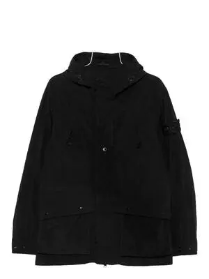Stone Island Hooded Logo-patch Parka - Black