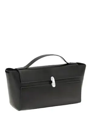 Savette Trapeze Leather Tote Bag - Black