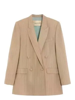 Valentino Garavani Pinstripe Double-breasted Blazer - Neutrals