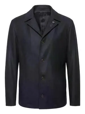 LARDINI Wool Shirt Jacket With Flower Detail - Blue