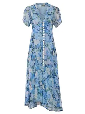 Rixo Novara Floral-print Dress - Blue