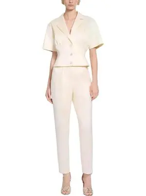 Elie Saab Short Sleeve Gathered Waist Jacket - Neutrals